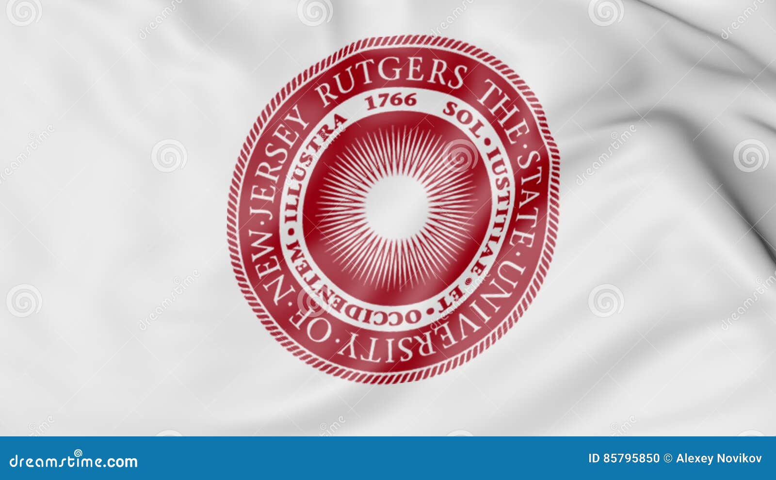 Close-up of Waving Flag with Rutgers State University Emblem 3D ...
