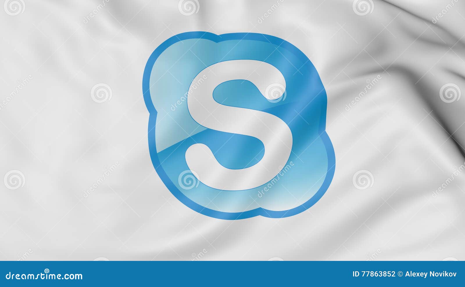 Close Up of Waving Flag with Skype Logo, 3D Rendering Editorial ...