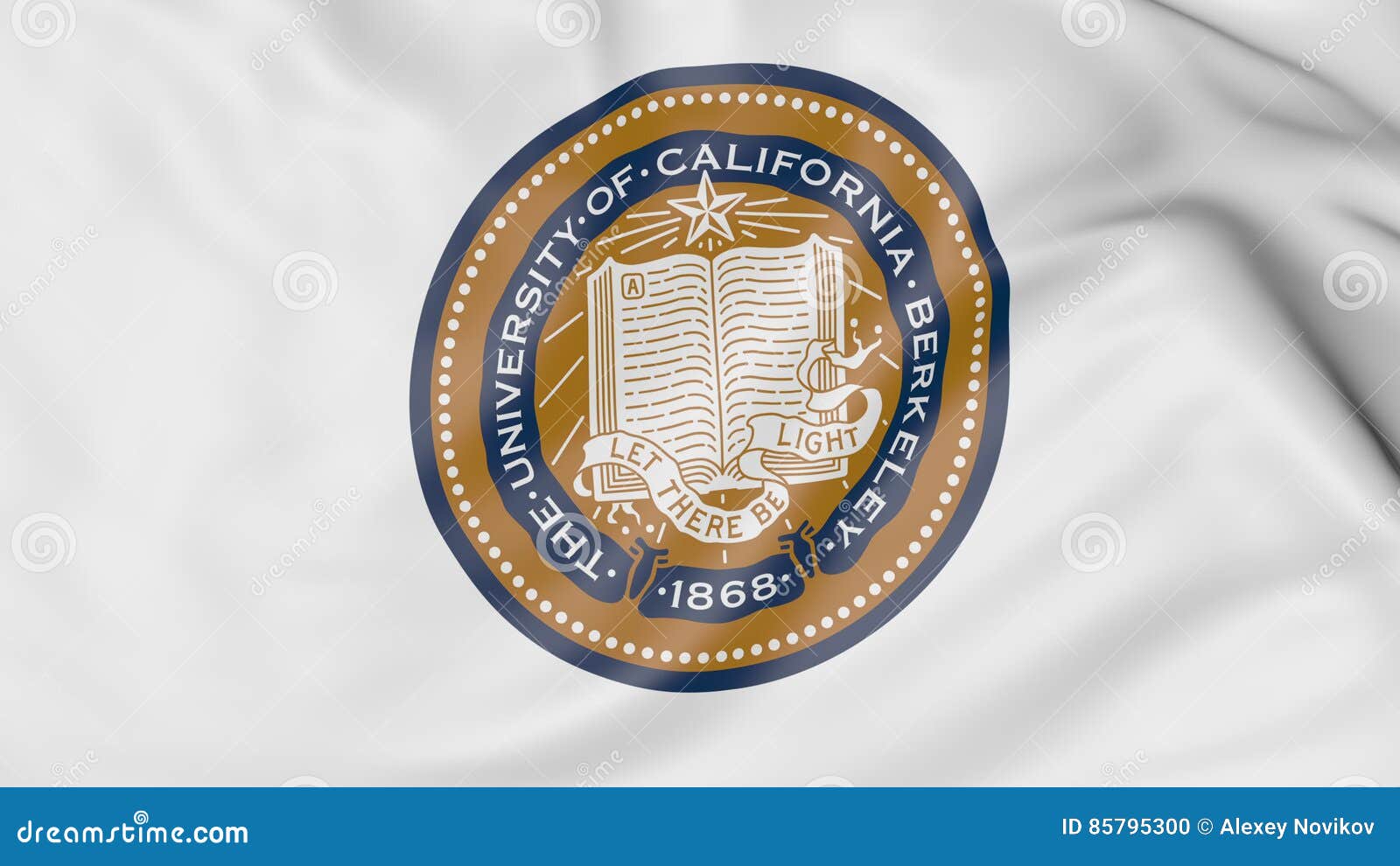 Close-up of Waving Flag with University of California Berkeley Emblem ...