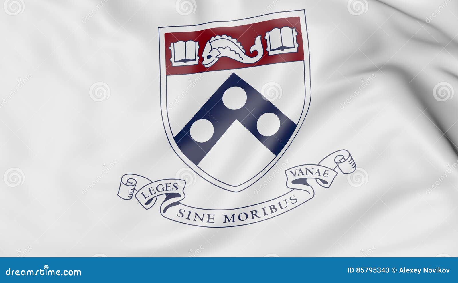 Close-up of Waving Flag with University of Pennsylvania Emblem 3D ...