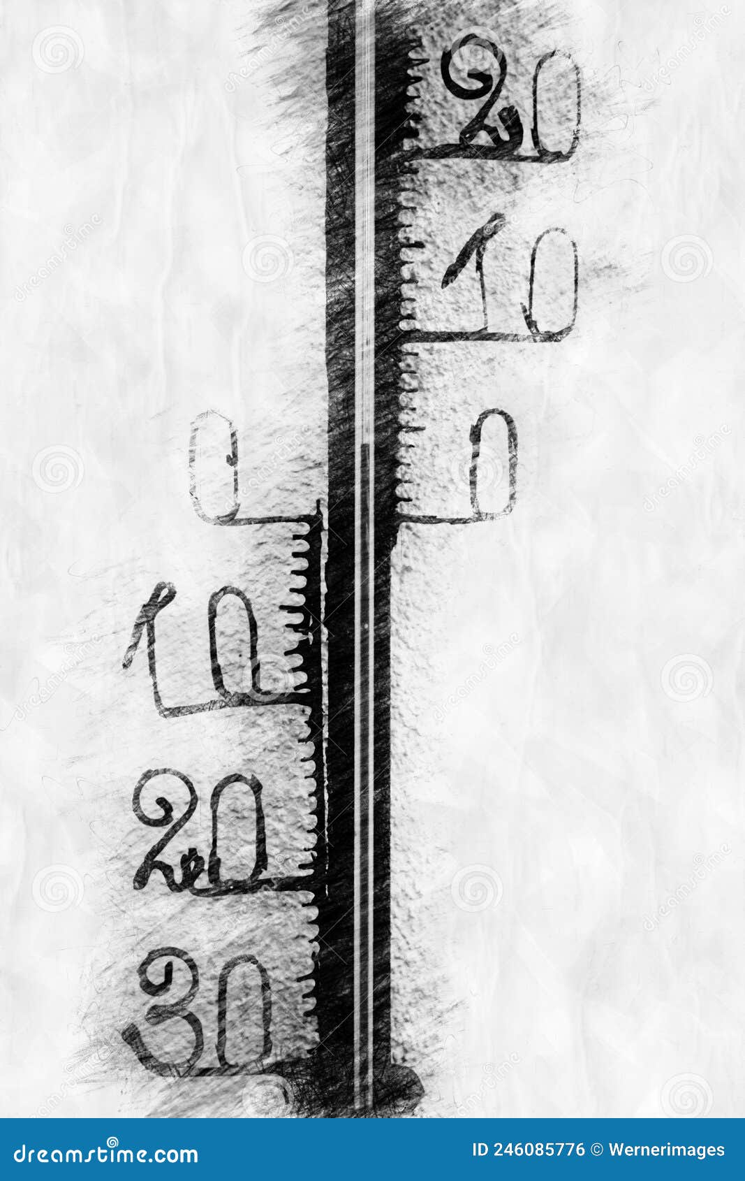 Close-up of Weather Thermometer in a Pencil Drawing Style Stock Photo ...
