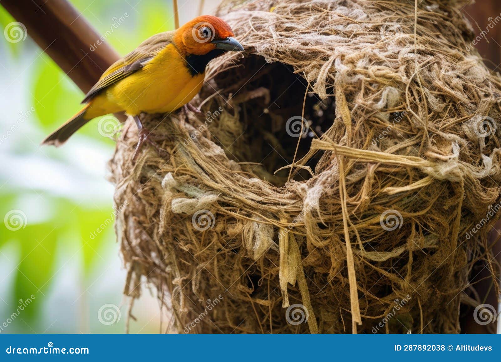 Close-up of Weaver Bird Weaving Its Nest Stock Photo - Image of ...