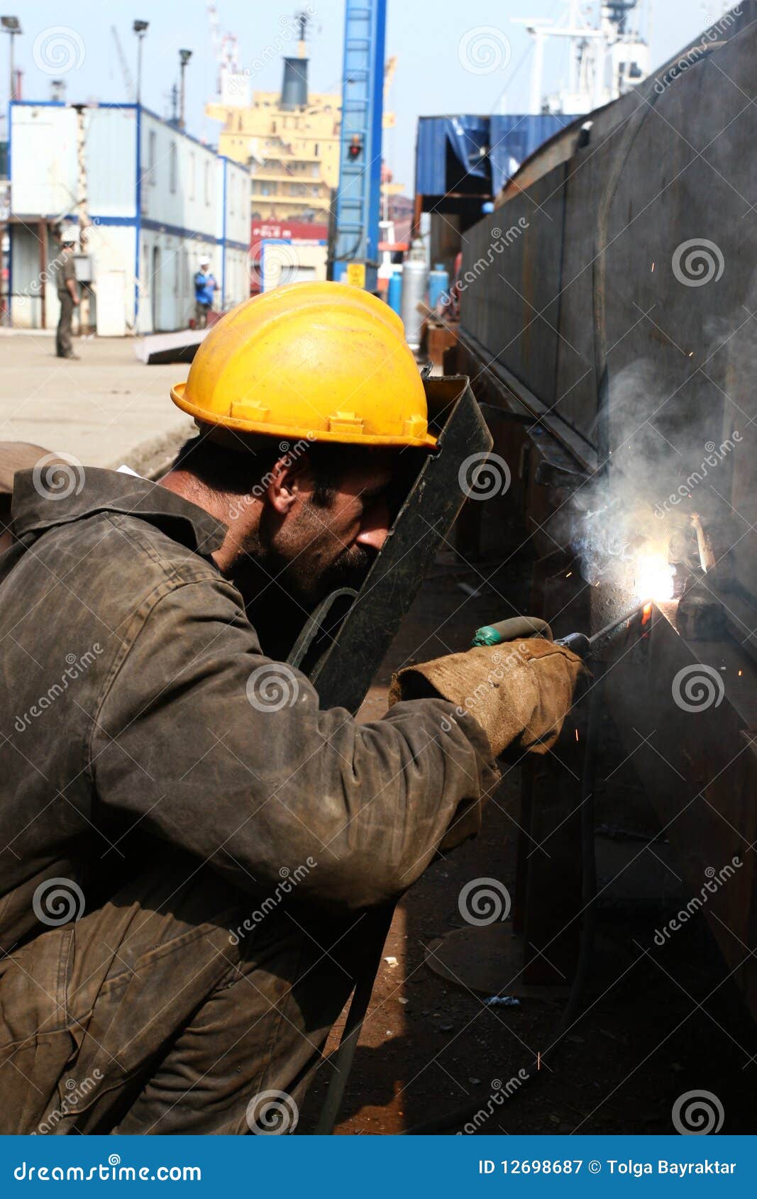 Close up of a welder stock image. Image of shipbuilder - 12698687