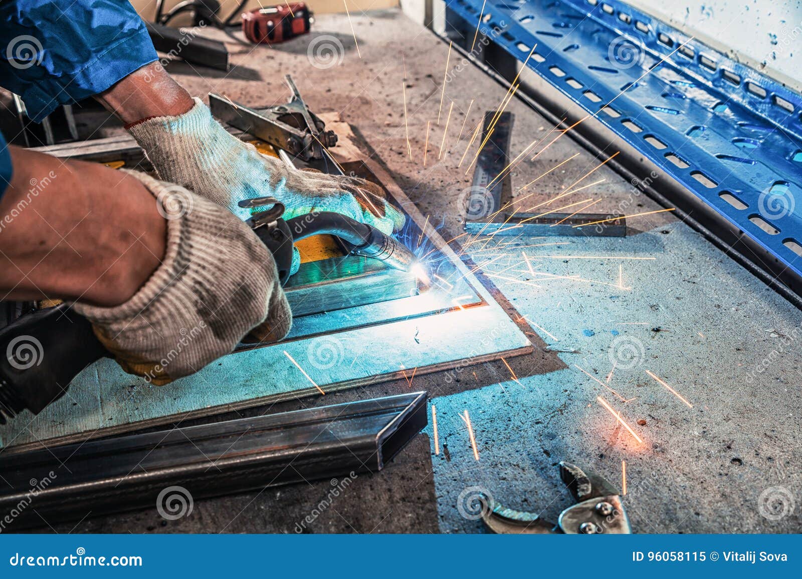 Close Up Welder Weld a Metal Welding Machine Stock Image - Image of ...