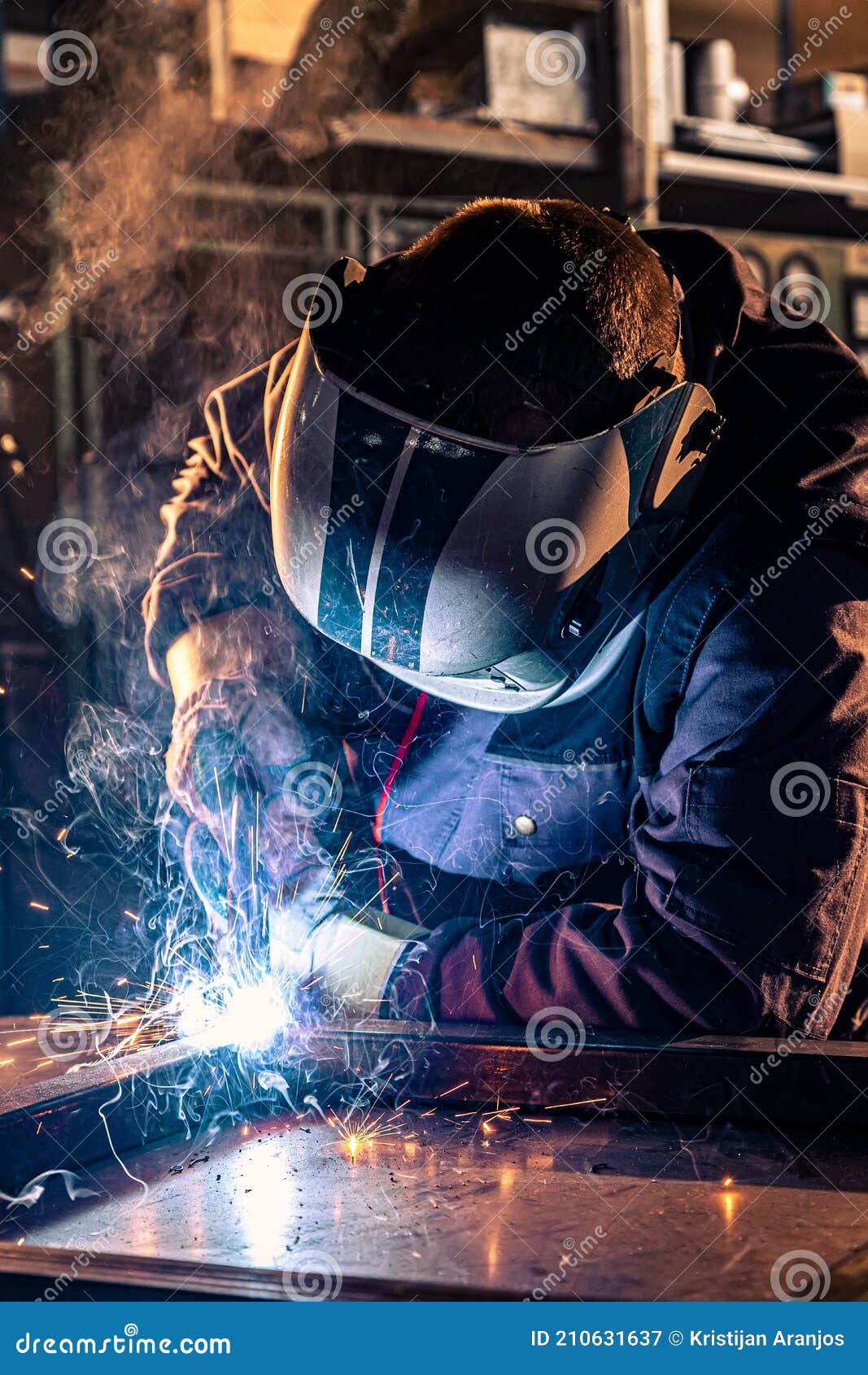 Close Up of a Welder Welding Stock Image - Image of machine, factory ...