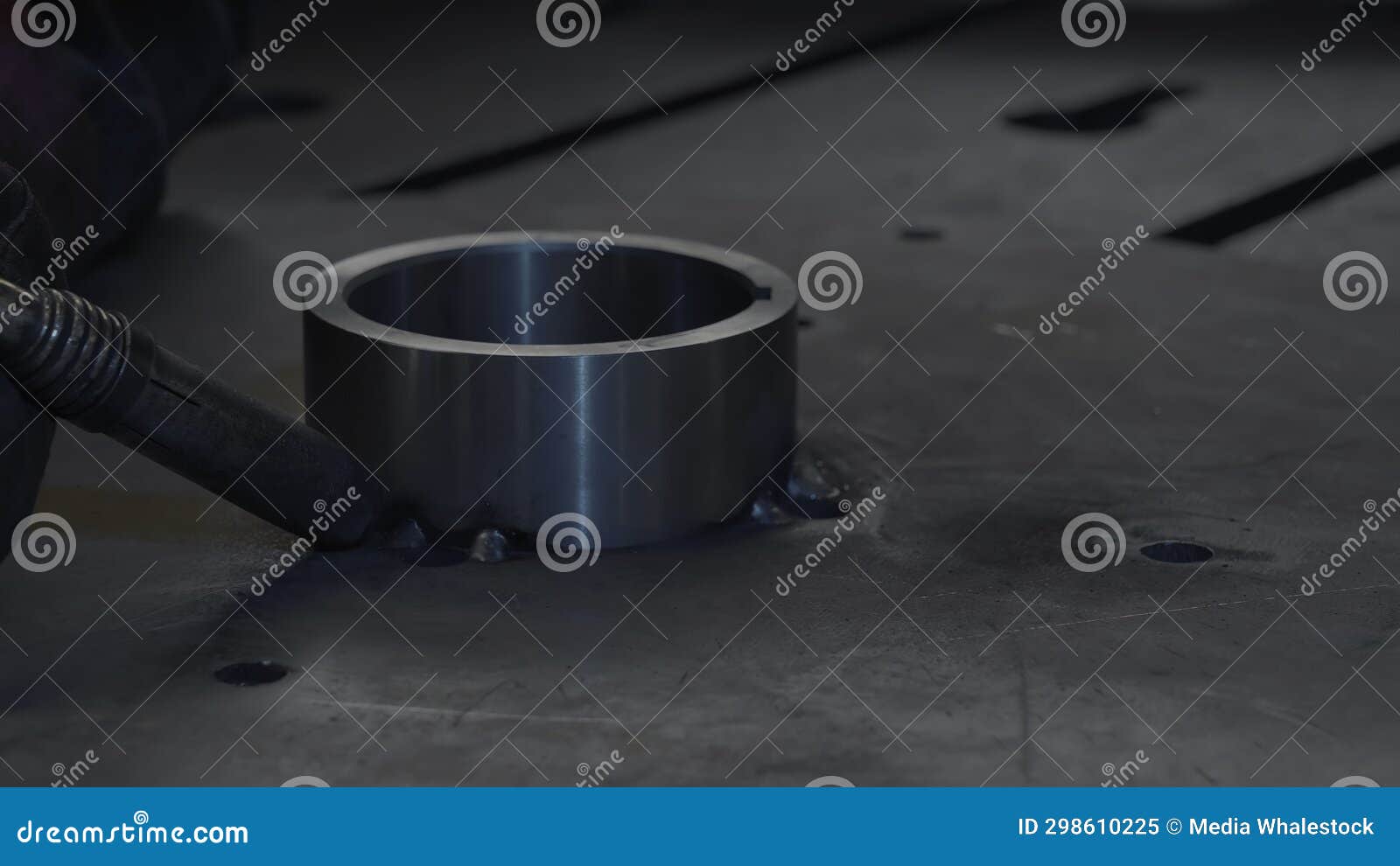 Close-up Welding of Metal Ring To Structure. Creative Stock Image ...
