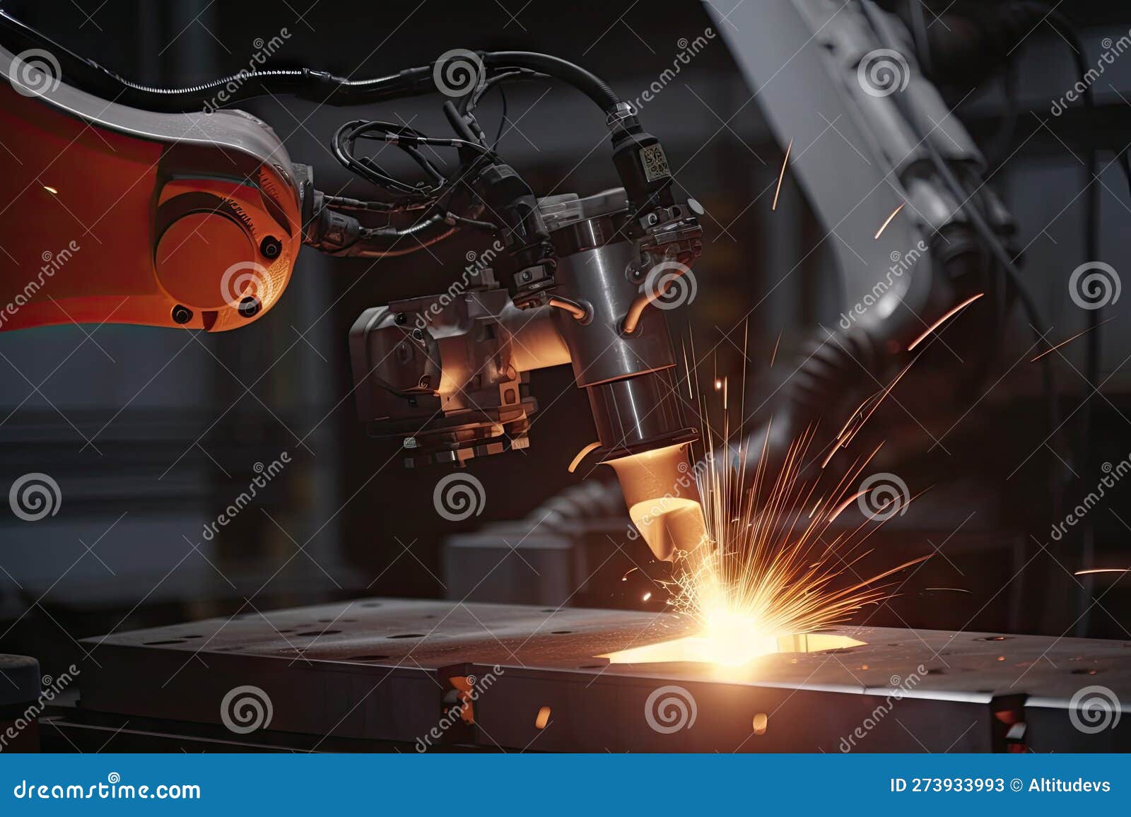 Close-up of Welding Robot, Its Torch Moving and Creating Precise Welds ...