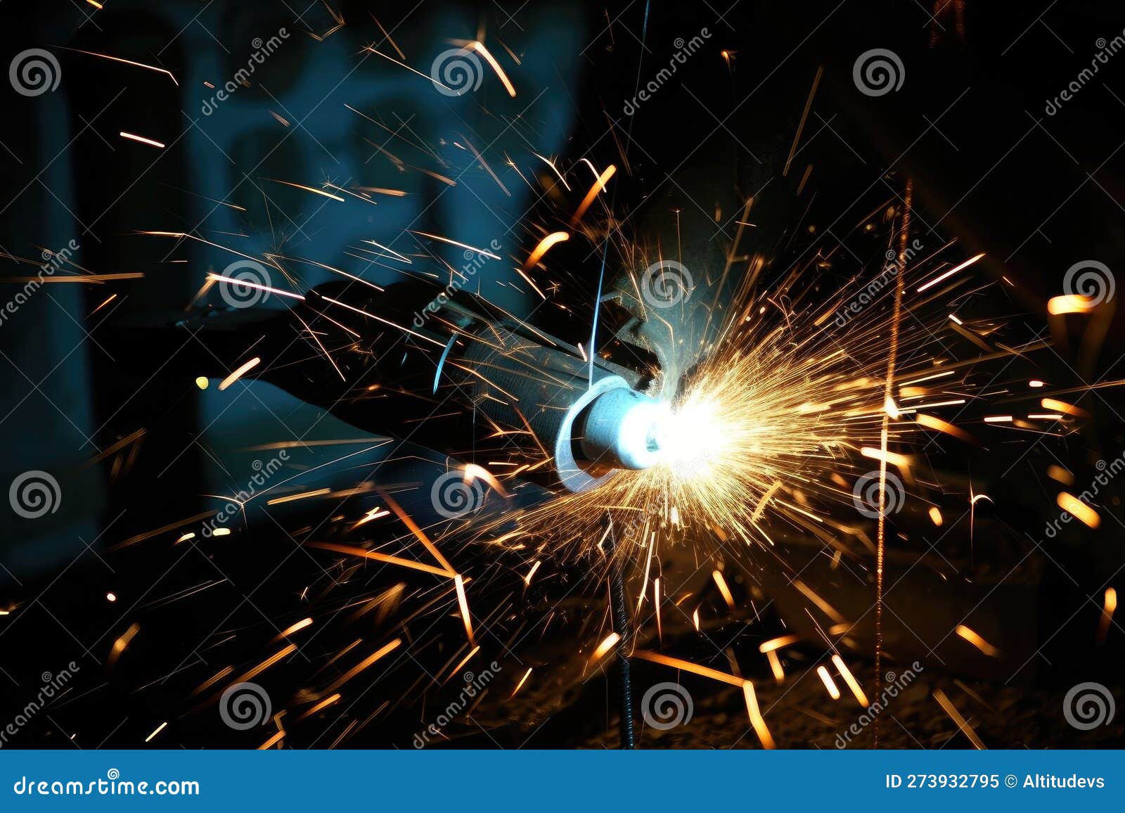 Close-up of Welding Torch, with Sparks Flying Stock Illustration ...