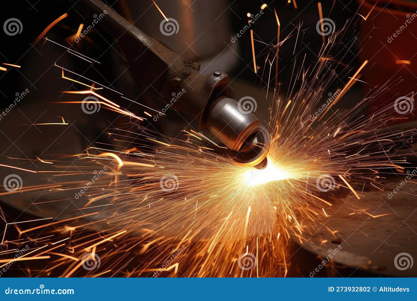 Close-up of Welding Torch, with Sparks Flying Stock Illustration ...