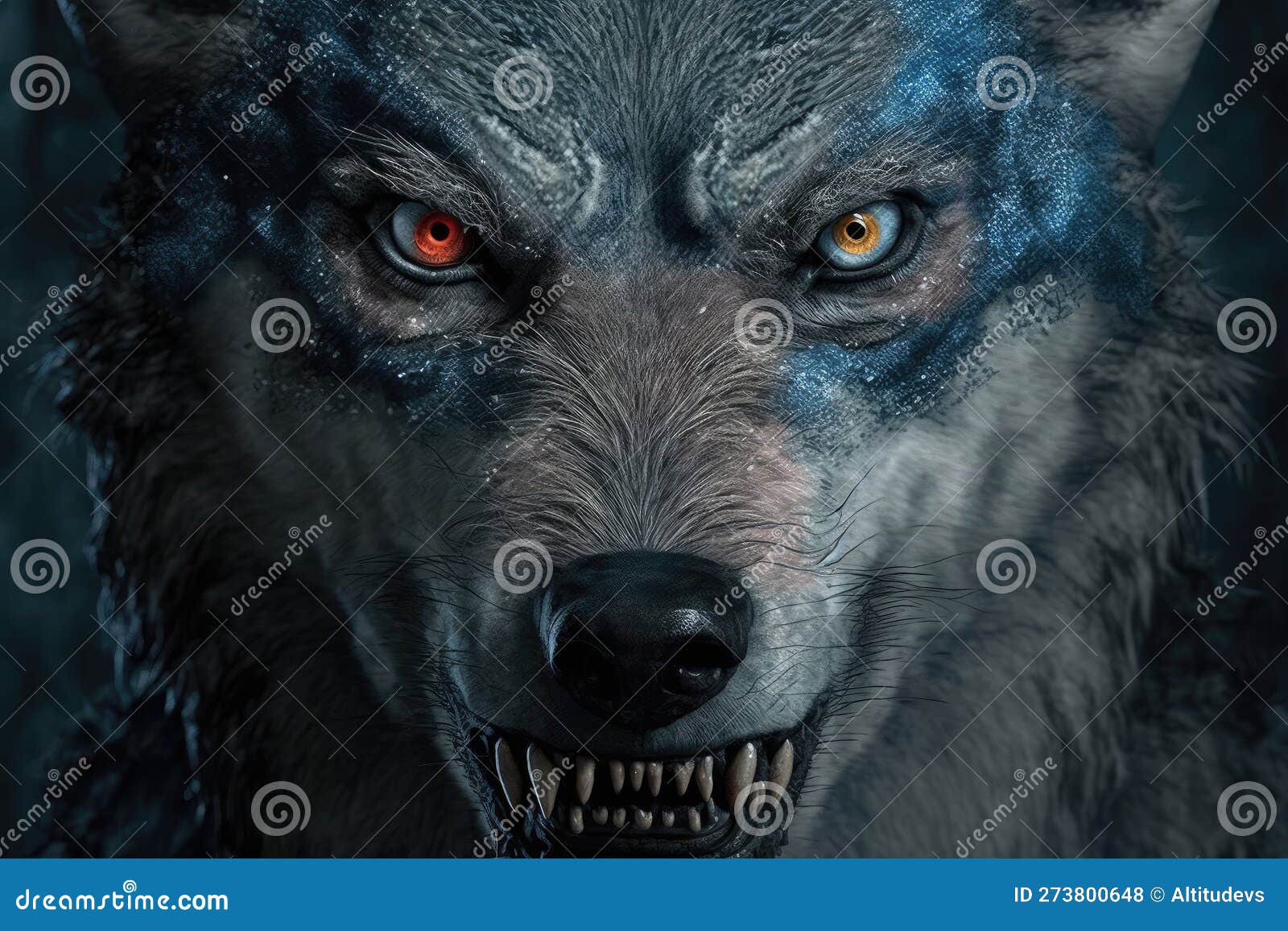 Close-up Of Werewolf's Grotesque Face, With Its Sharp Teeth And ...