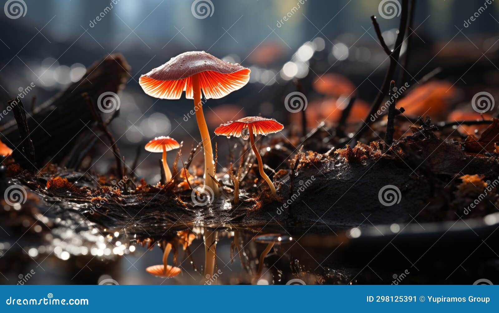 Close Up of a Wet, Slimy Toadstool on a Forest Branch Generated by AI ...