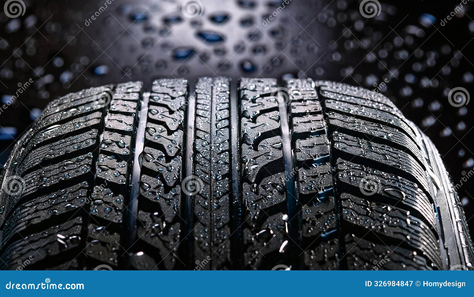 A Close-up Of A Wet Tire Tread Reveals Intricate Patterns Royalty-Free ...