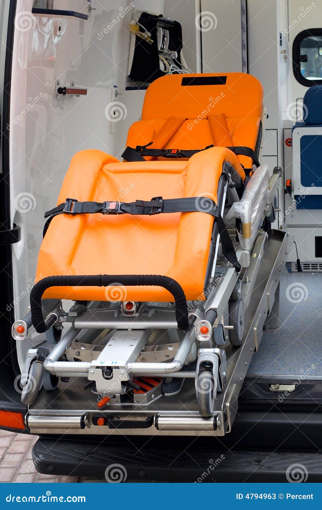 Close-up Wheel-litter in Ambulance Stock Image - Image of rear, medical ...