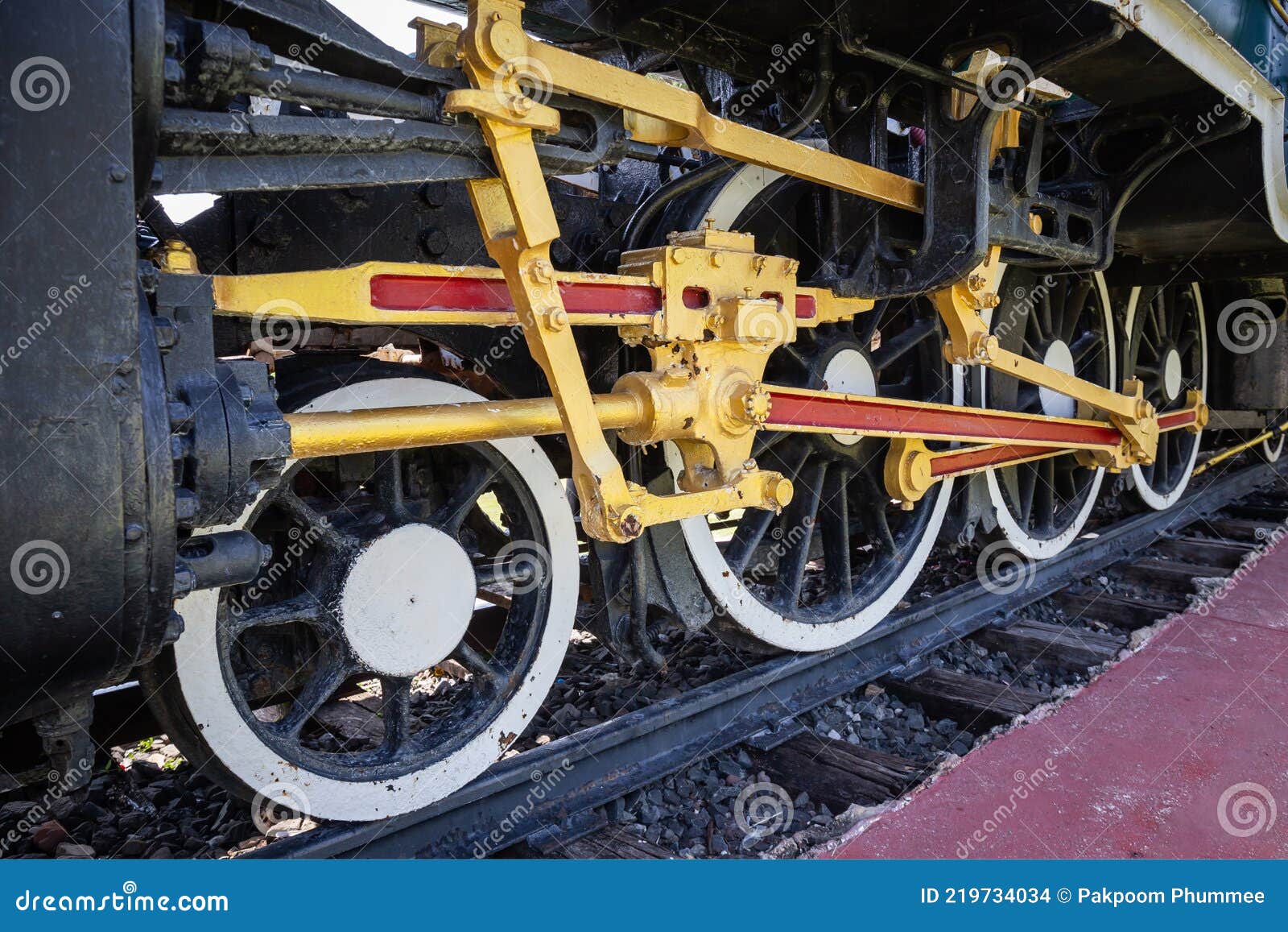 Close-up of the Wheels of a Steam Engine with an Interlocking Stock ...