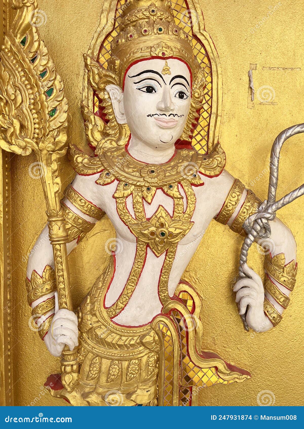 White Angle Statue on Gold Wall Editorial Stock Image - Image of angle ...