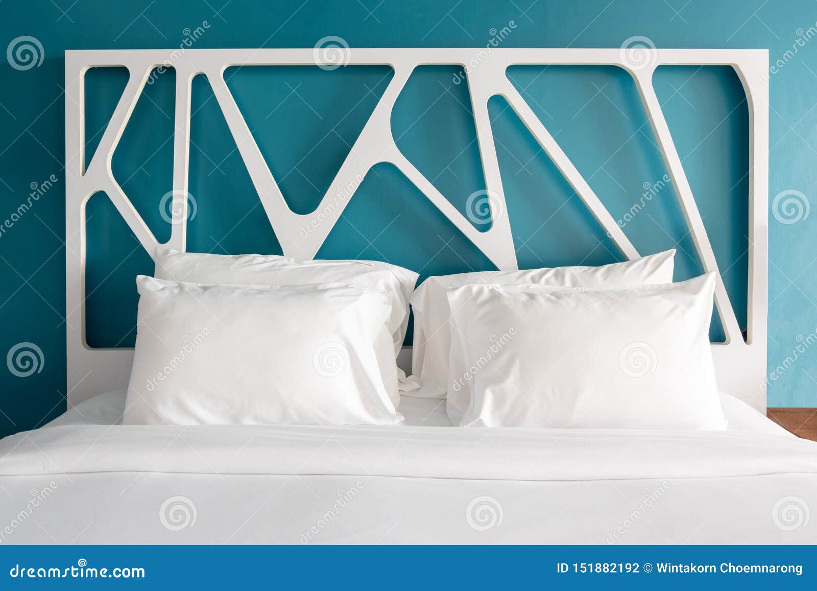 Close Up White Bedding Sheets and Pillow in Modern Bedroom Stock Photo ...