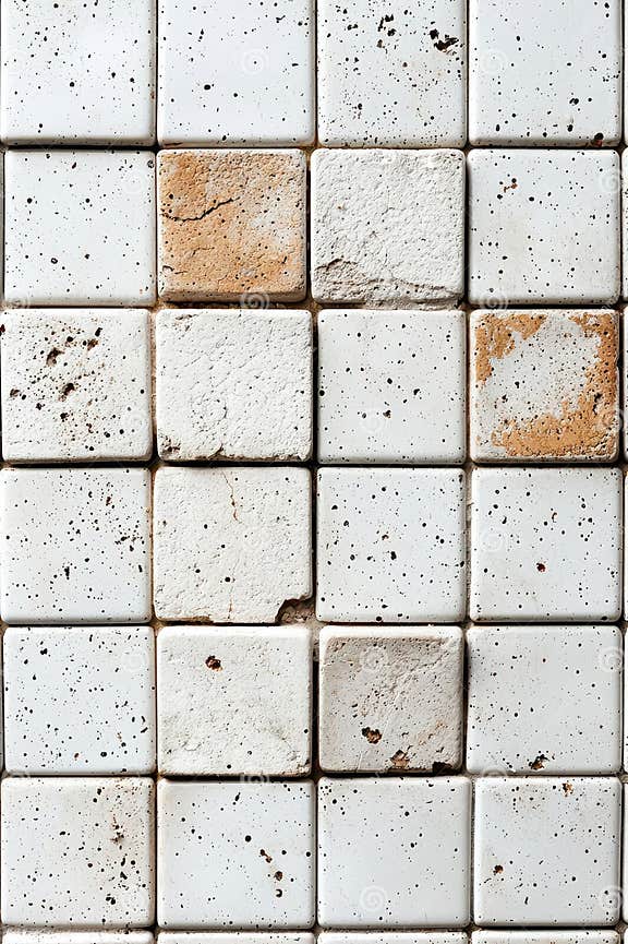 Close-up of a White and Beige Tile Wall with a Rustic Texture Stock ...