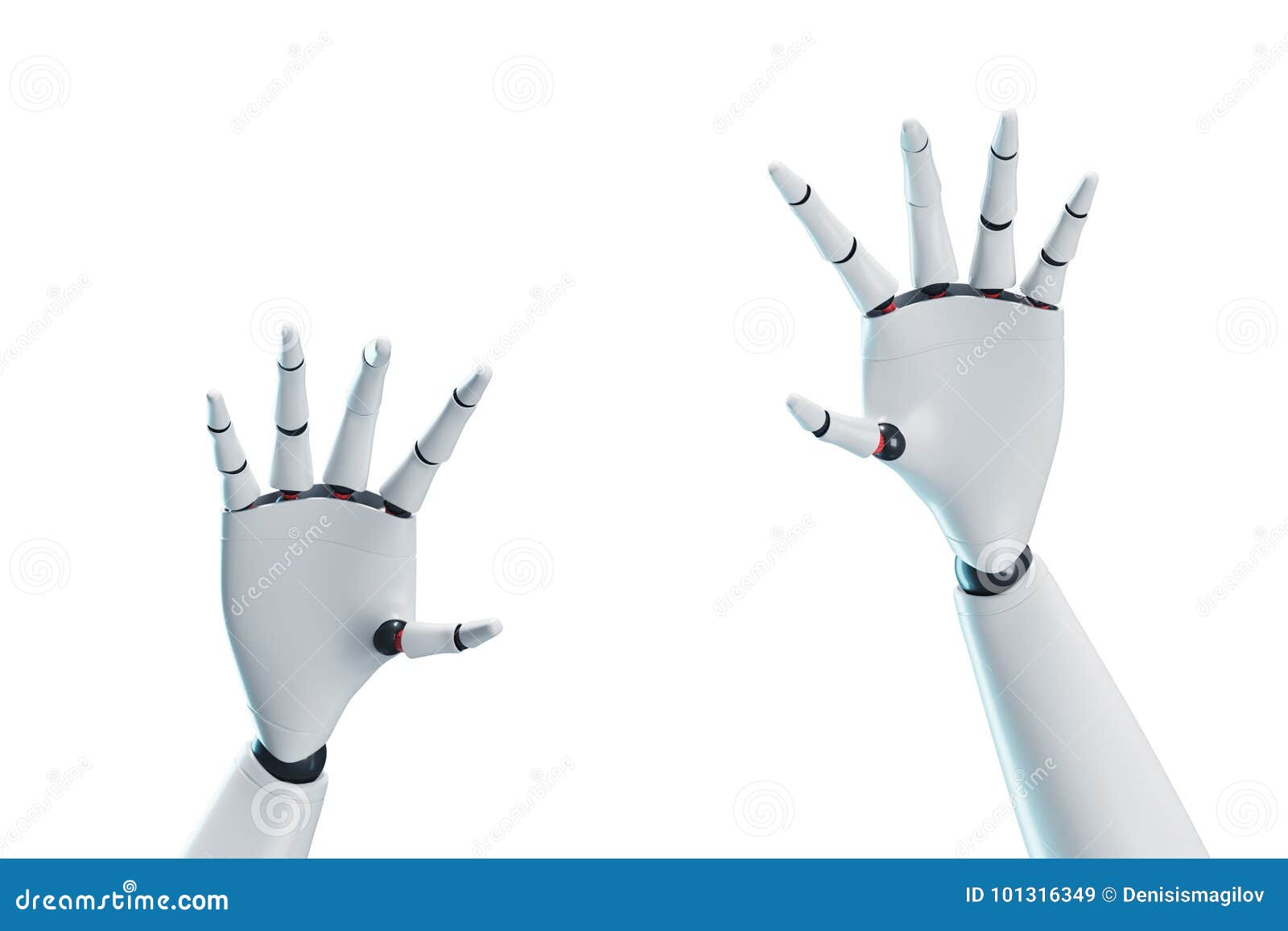 White, Black and Red Robot Hands Stock Illustration - Illustration of ...