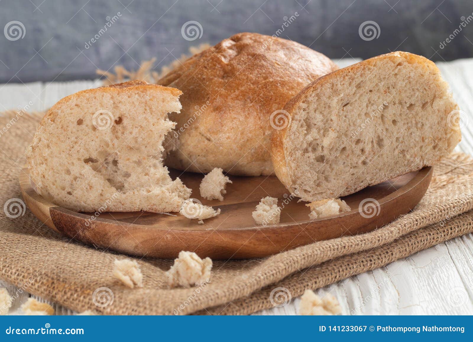 White bread bun on plate stock image. Image of flour - 141233067
