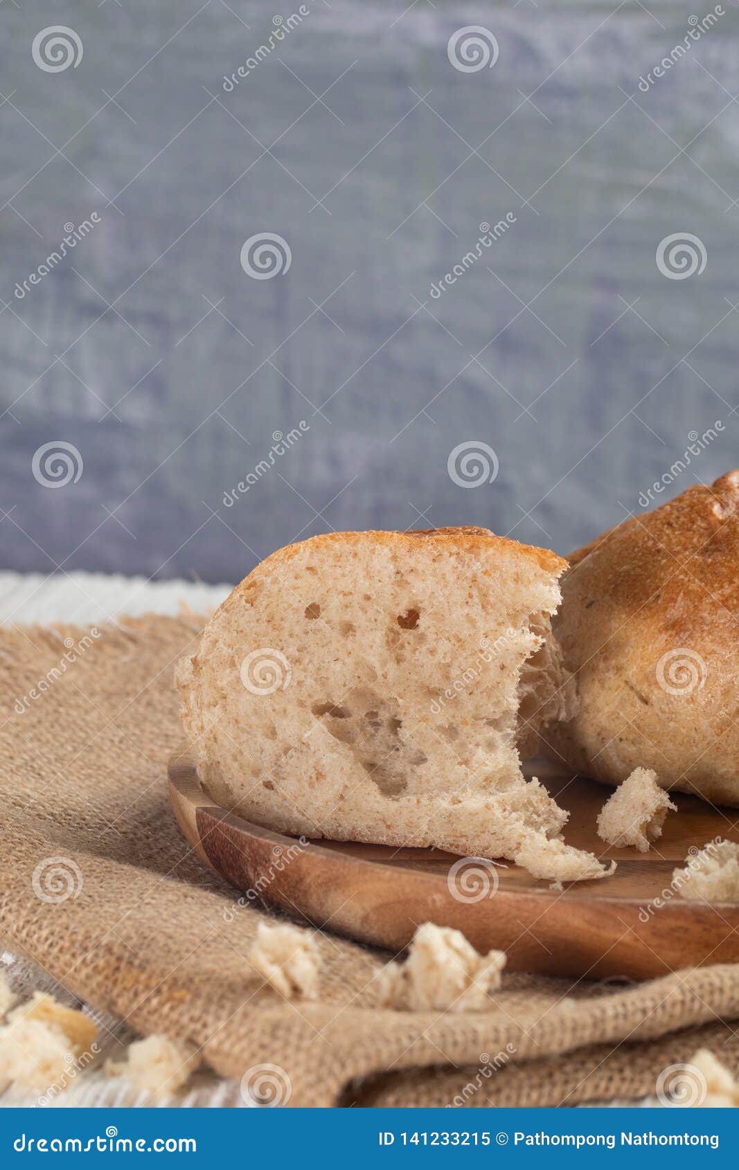 White bread bun on plate stock image. Image of cereal - 141233215