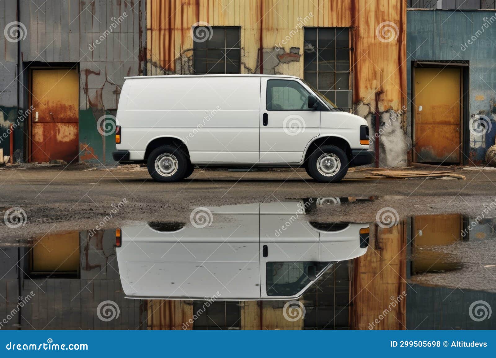 Close-up of a White Cargo Van Parked Near a Warehouse Stock Photo ...