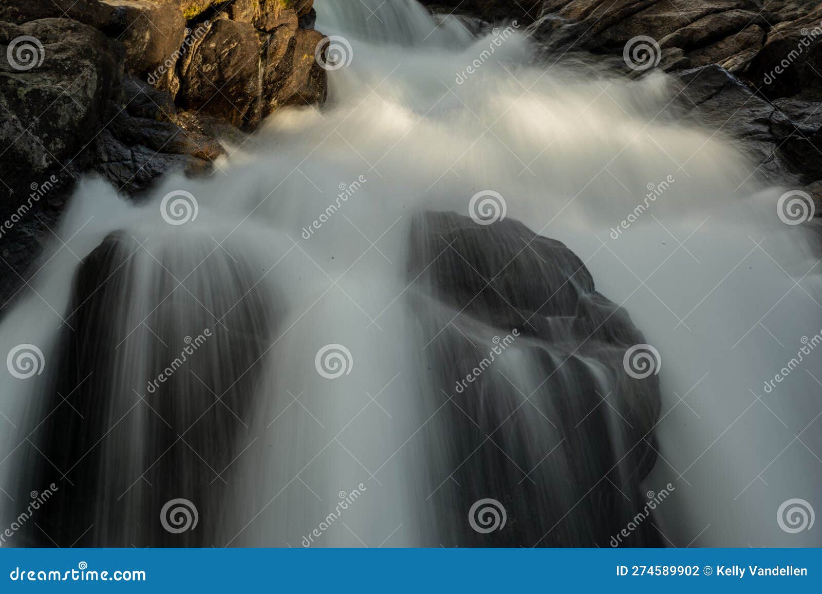 Close Up of White Cascade Splashing Over the Dark Rocks Stock Photo ...