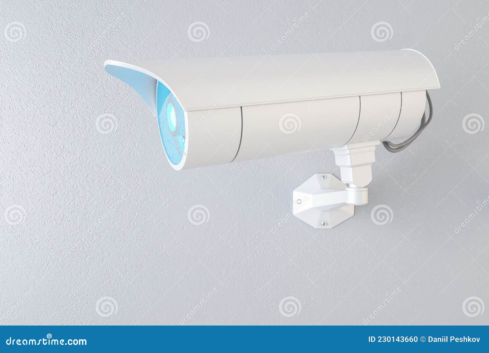 Close Up of White CCTV Camera on Concrete Wall Background. Supervision ...