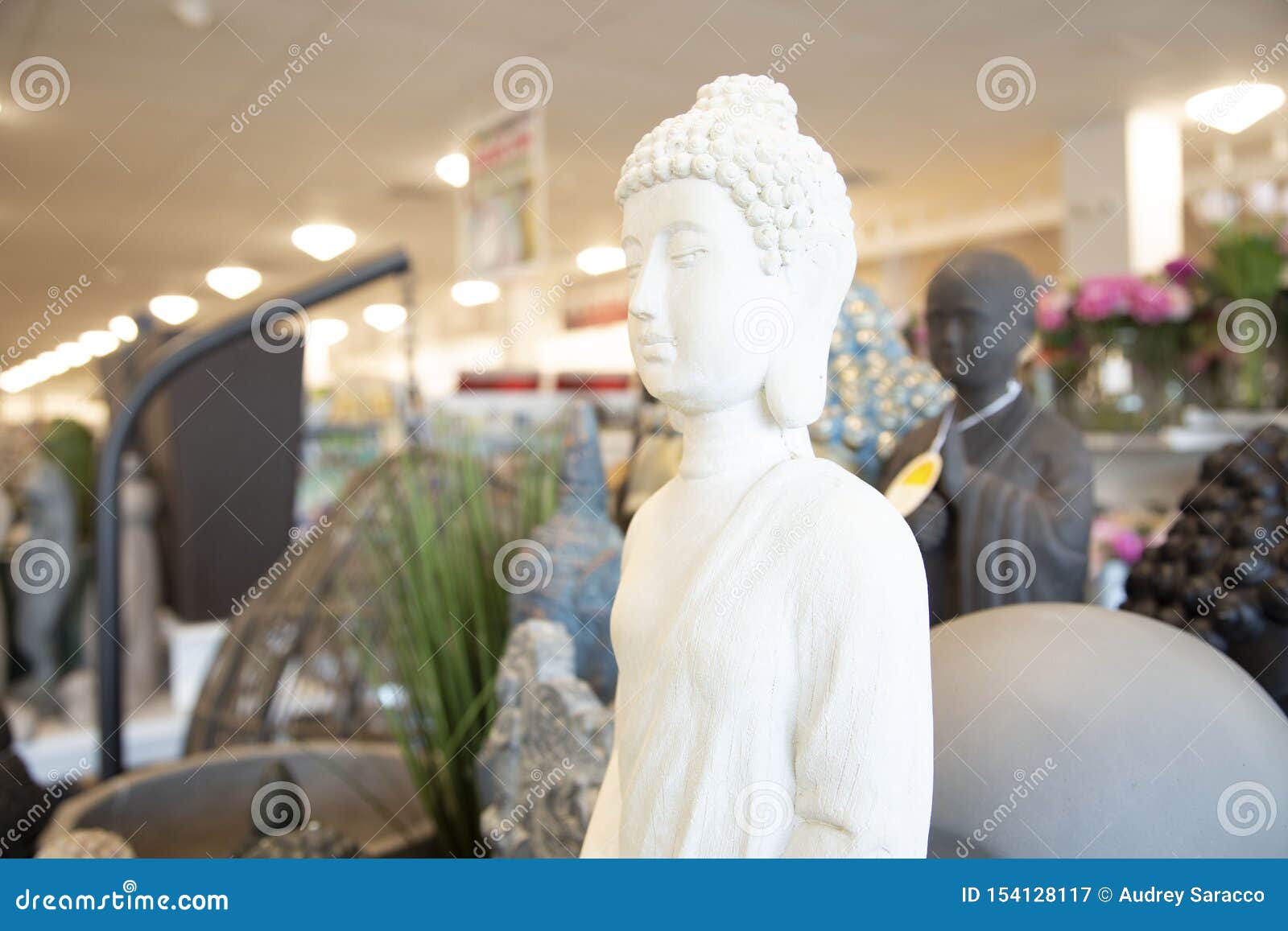 Close Up of White Ceramic Buddha Statue Stock Image - Image of market ...
