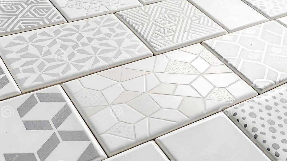 Close Up of White Ceramic Tile Floor Pattern Abstract Background and ...