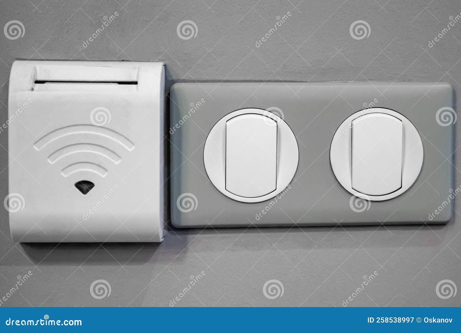 White Climate Control Panel on Wall in Flat Stock Image - Image of ...