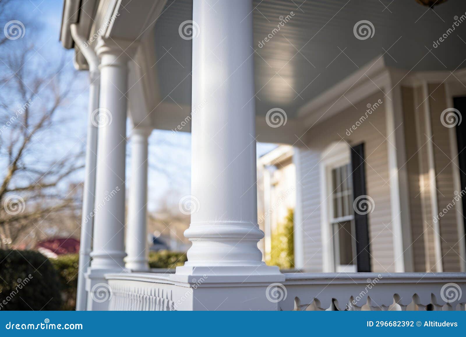Close-up of White, Column Details on a Georgian Home Stock Photo ...