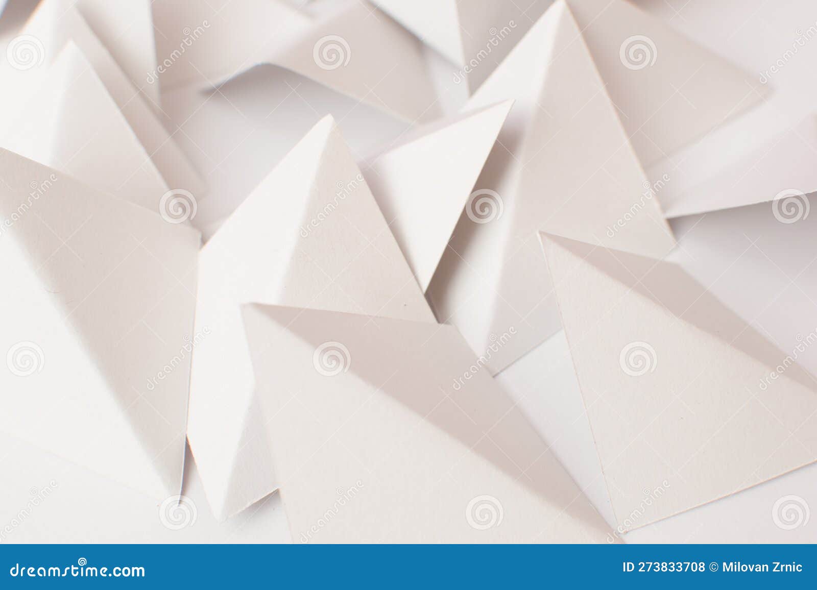 Close Up of White 3d Triangle Shapes on White Background Stock Photo ...