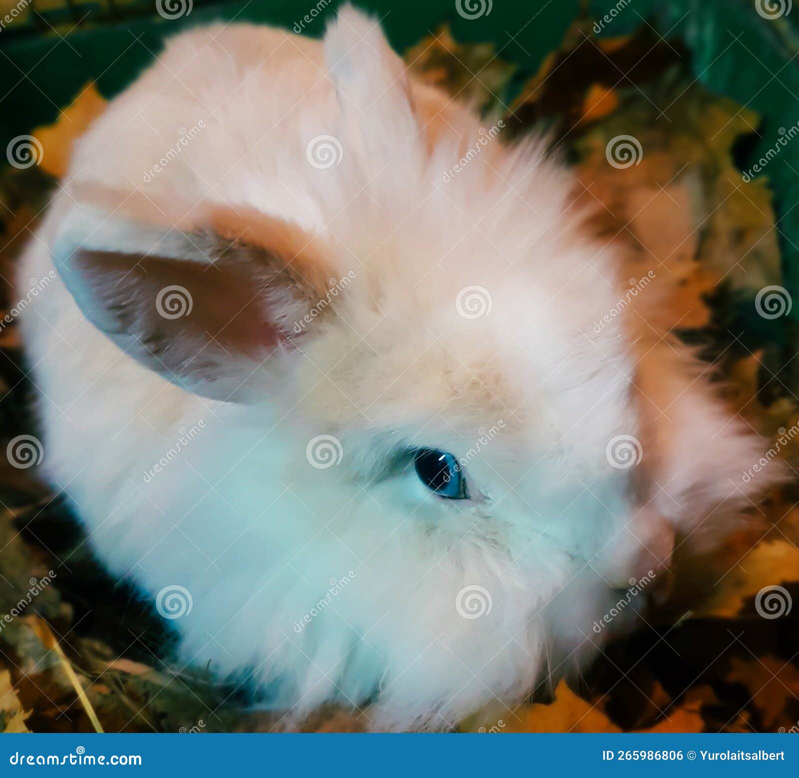 Close Up. White Dwarf Rabbit on Green Grass Stock Photo - Image of ...