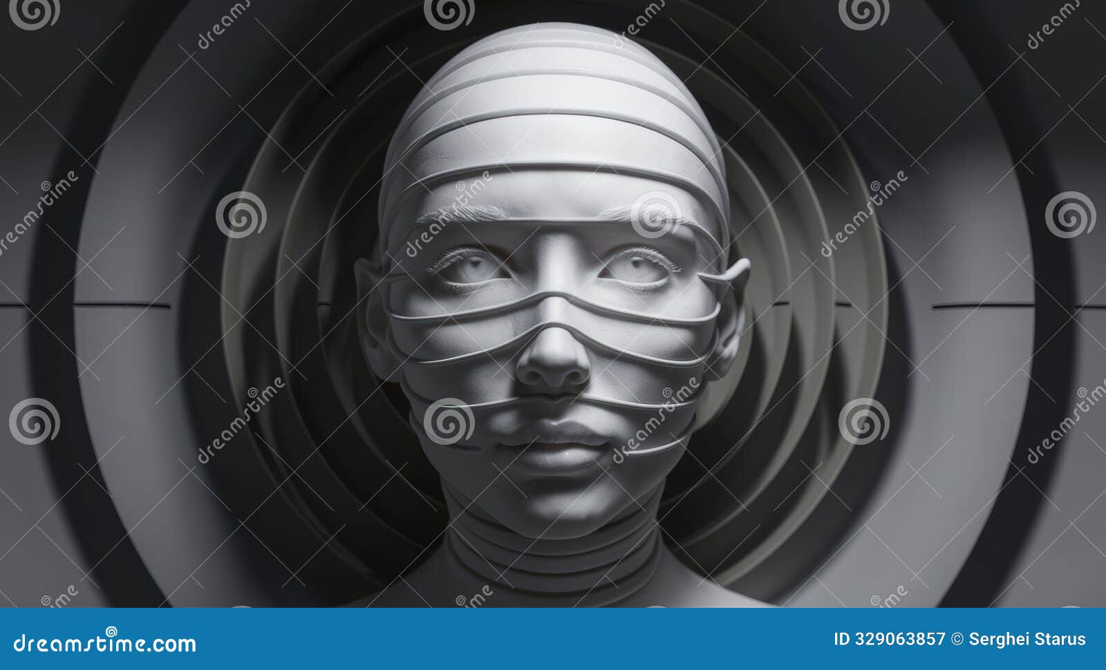 A Close Up of a White Face with Wires Coming Out, AI Stock Image ...