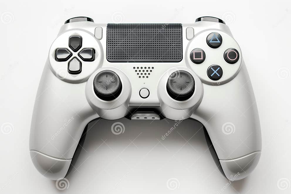 Modern White Game Controller on White Background Stock Image - Image of ...