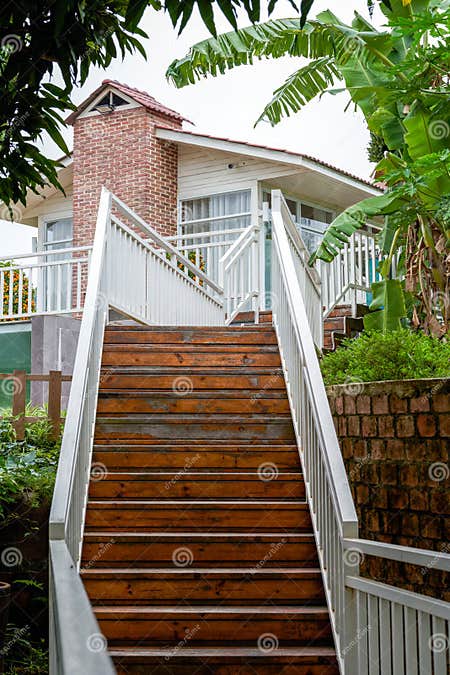 Close-up of White Handrail Wooden Stairs Outdoor Stock Photo - Image of ... Close-up of White Handrail Wooden Stairs Outdoor Stock Photo - Image of ...