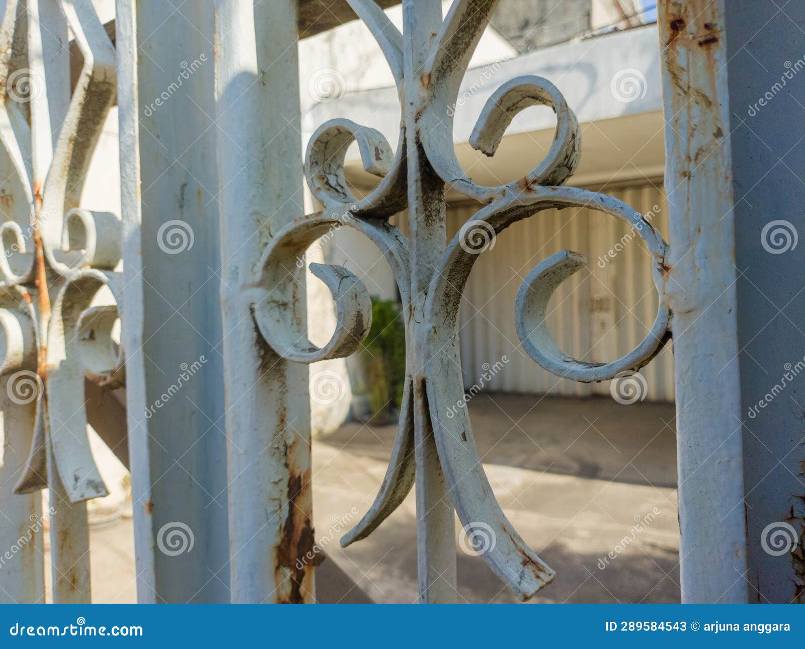 Close Up of a White Iron Gate Stock Image - Image of forged ...