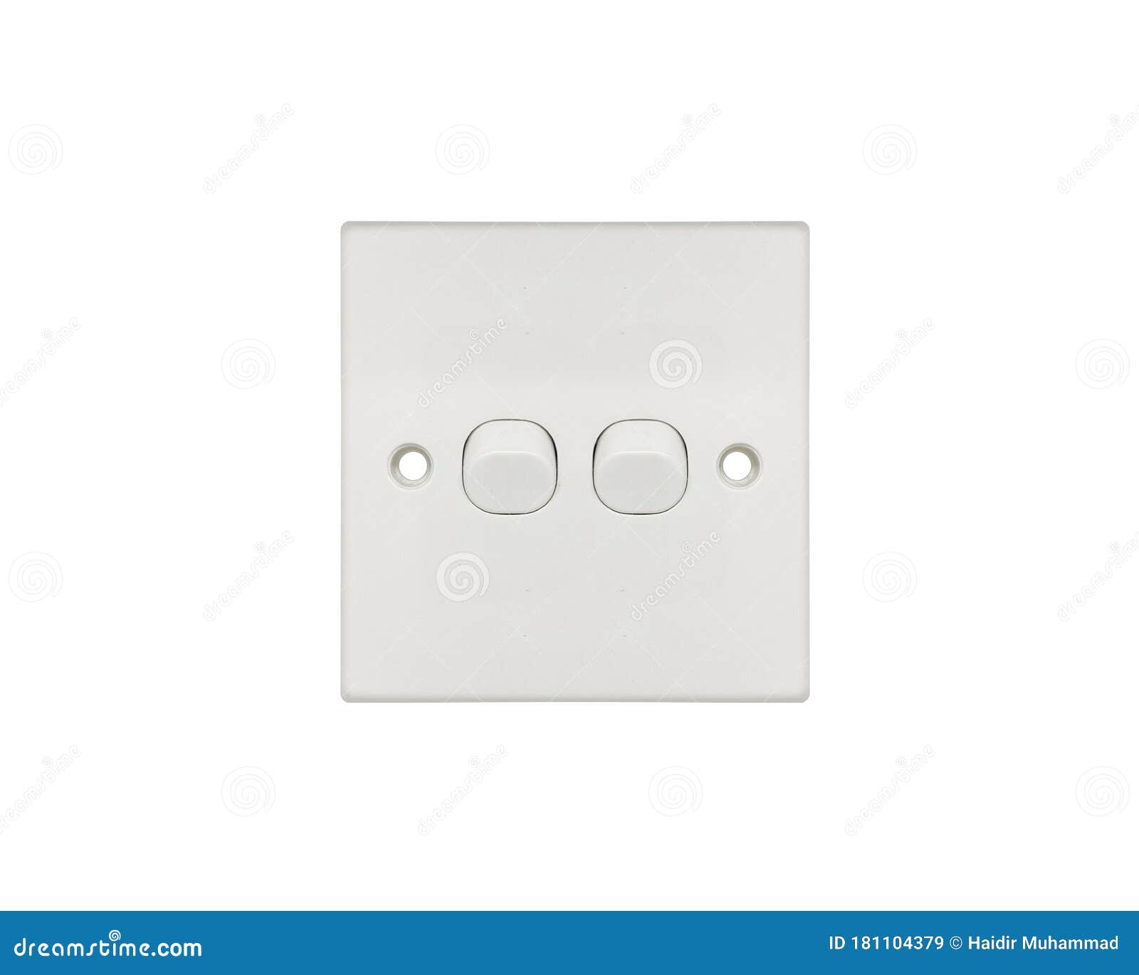Close-up a White Light Switch Isolated on White Background without ...