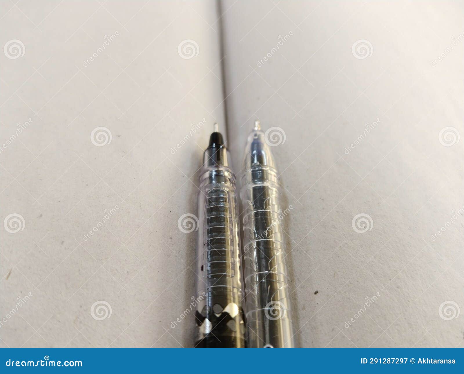 Close Up White Notebook with Blue and Black Pen. Copy Space Stock Image ...
