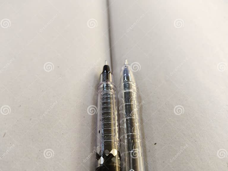 Close Up White Notebook with Blue and Black Pen. Copy Space Stock Image ...