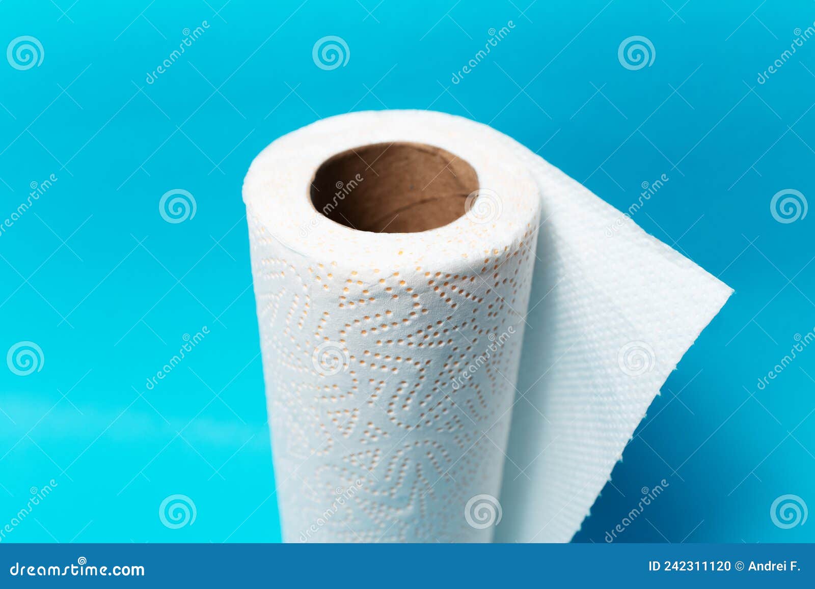 Close-up of White Paper Towels on Blue Background Stock Photo - Image ...