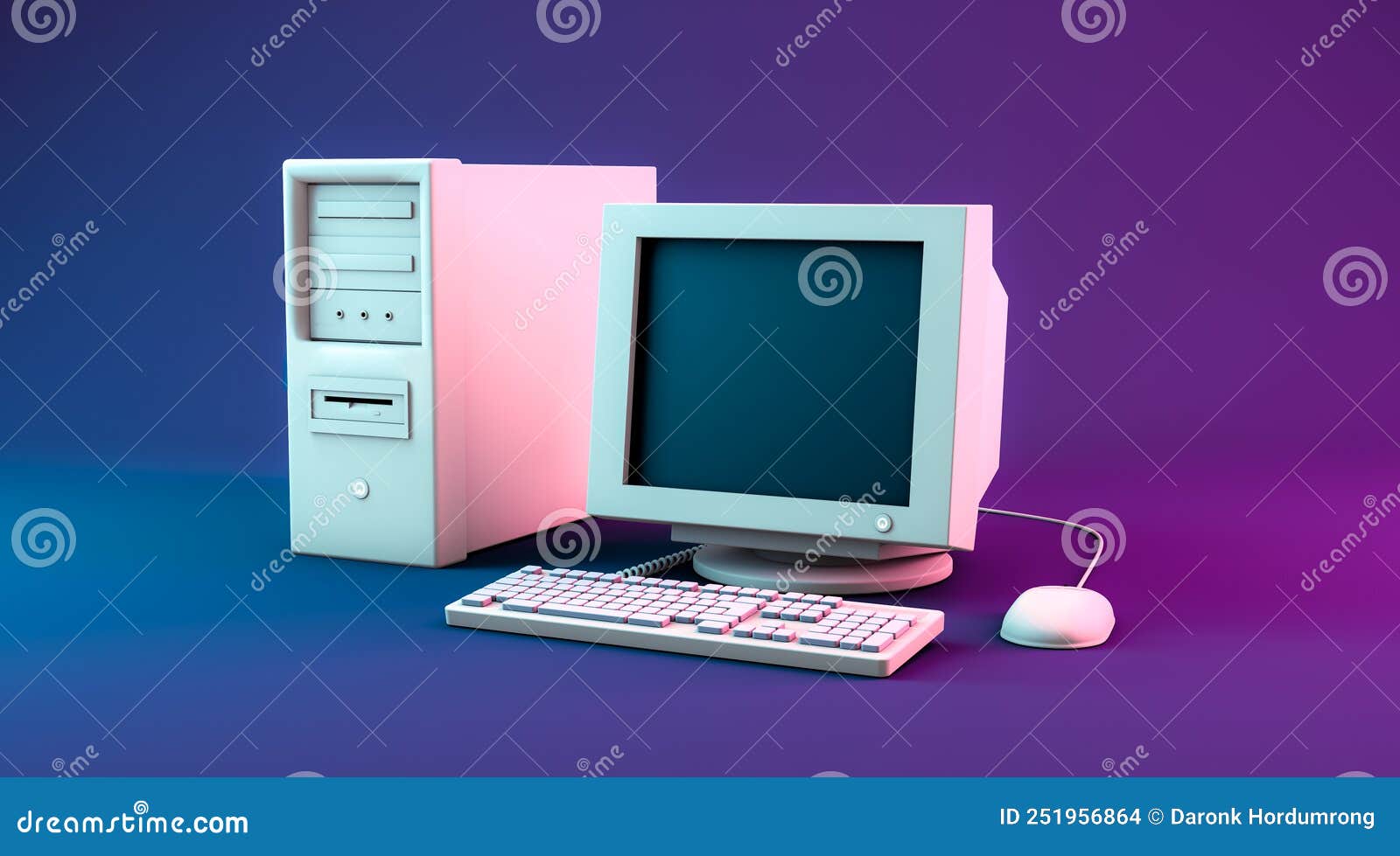 Close Up White PC Computer Set Mock Up Stock Illustration ...