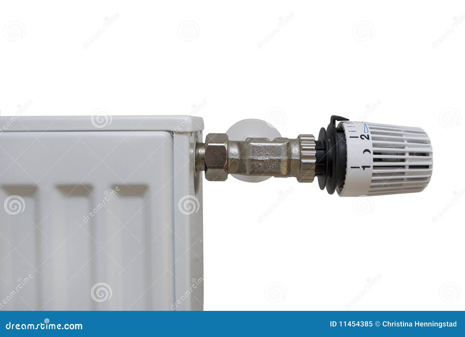 Close Up of the White Radiator with Thermostat. Stock Image - Image of ...