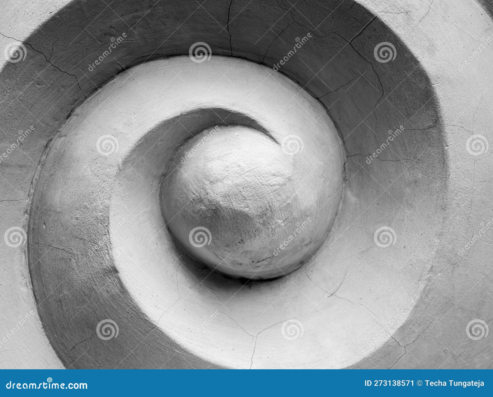 Close-up White Spiral Plaster Texture Pattern Background, Black and ...