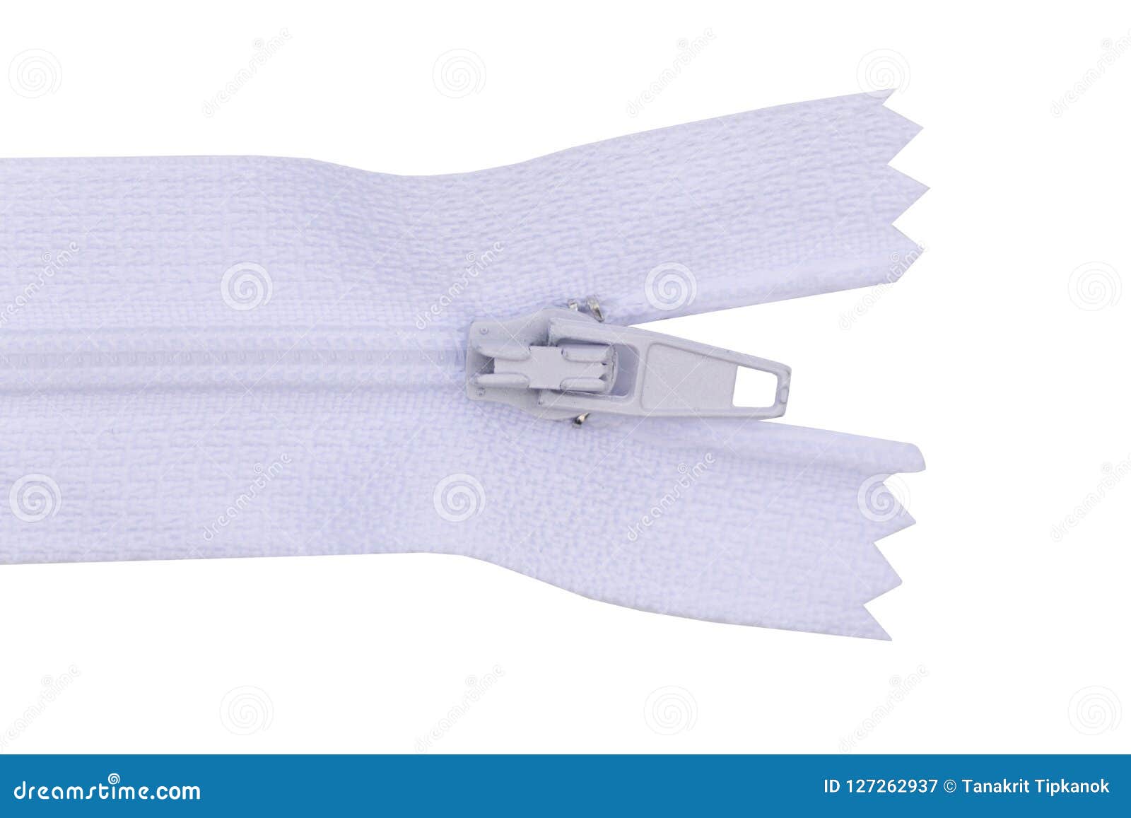 Close Up White Zipper White Background. Stock Image - Image of ...