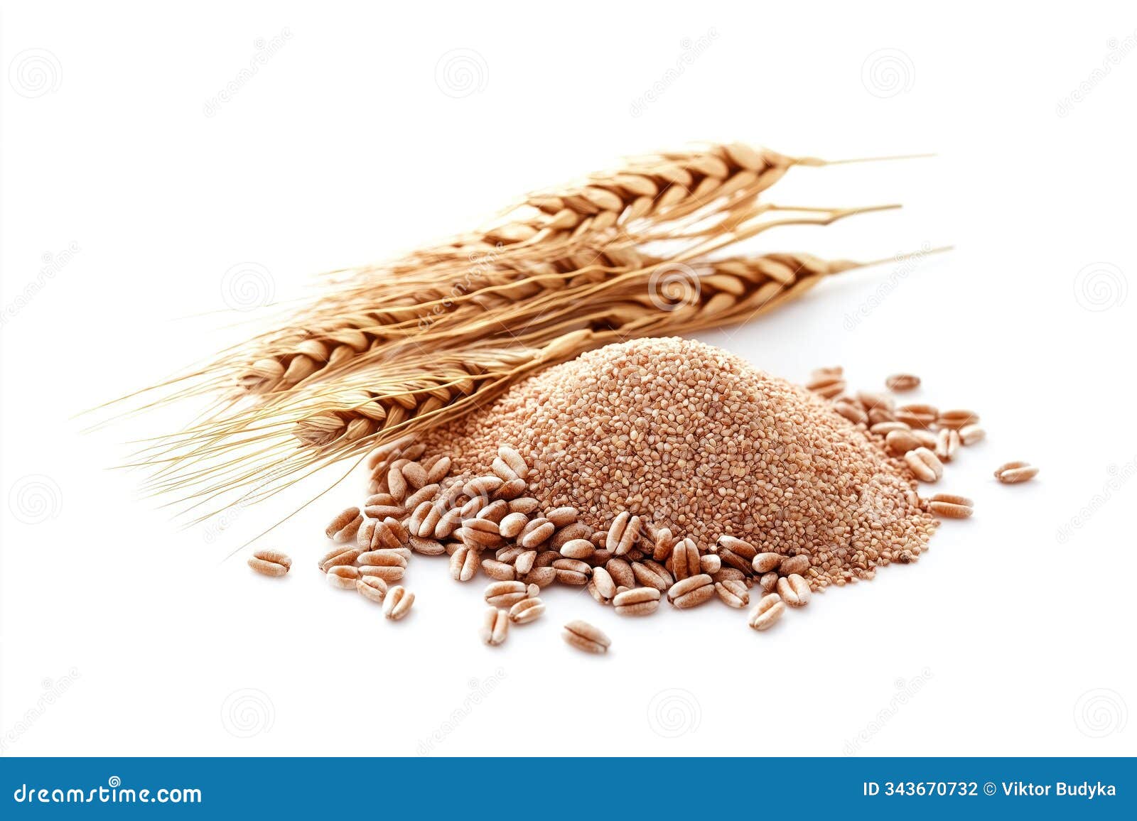 Close-up of Whole Grains, Wheat and Corn, Piled on White Background ...