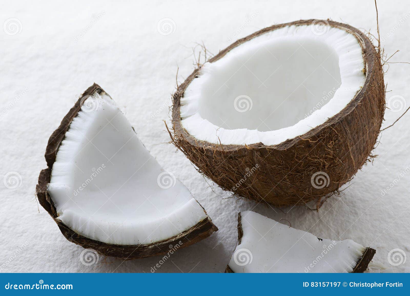 Close Up of Whole Raw Coconut Cracked Open Stock Image - Image of meat ...