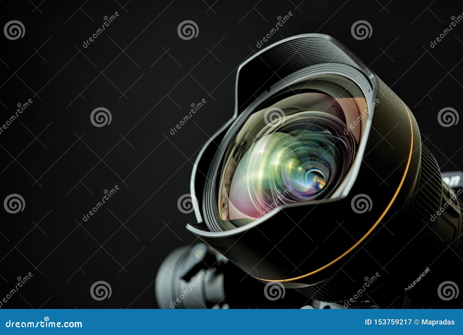 Close-up of Wide Angle Lens in a Dsl Camera, with Low-key Lighting and ...
