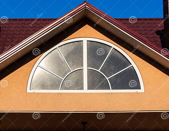 Close Up Wide Half-round Window with Segments Stock Photo - Image of ...