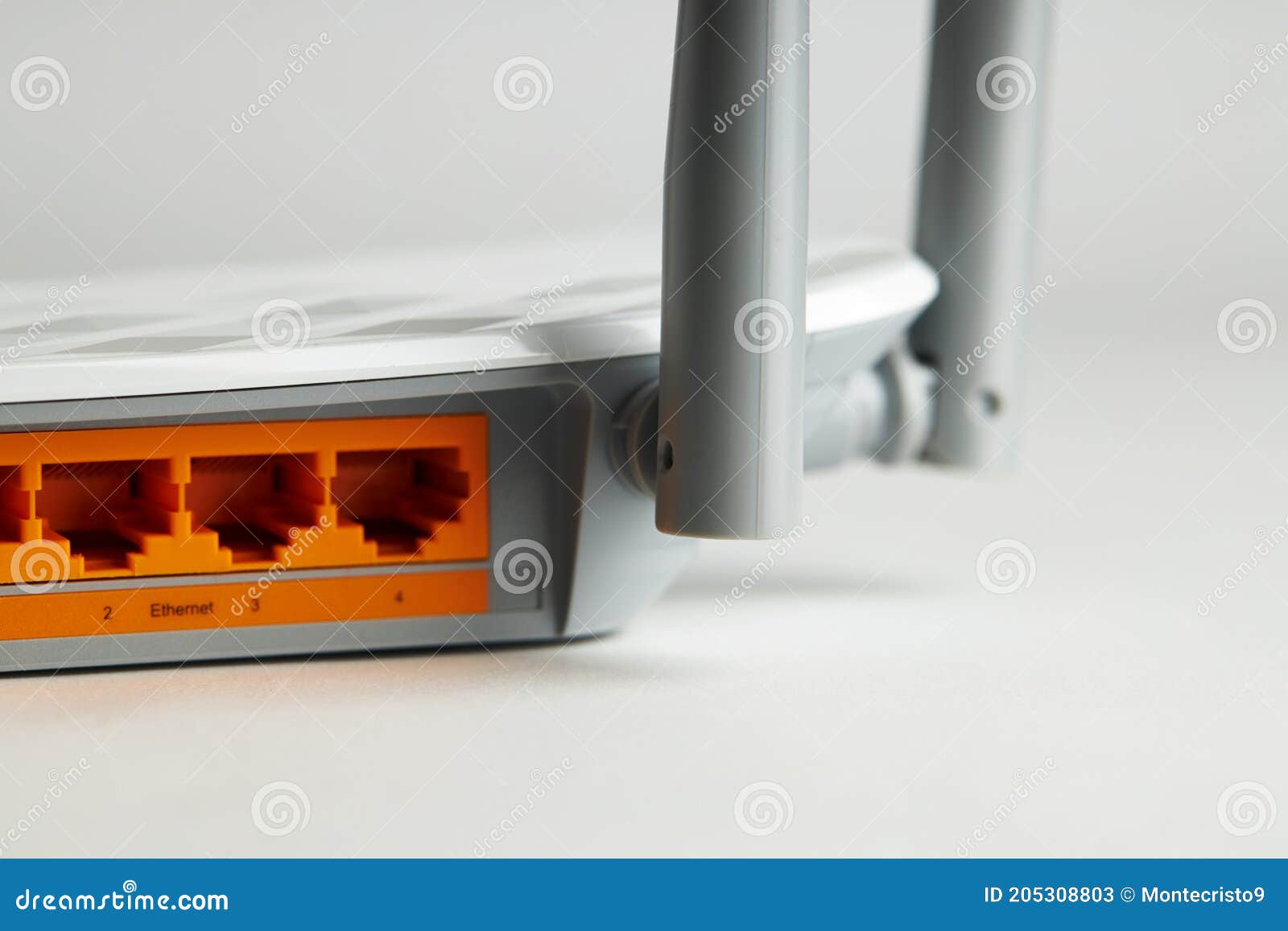 Close Up Wifi Internet Equipment. Colored Ethernet Panel on Wireless ...